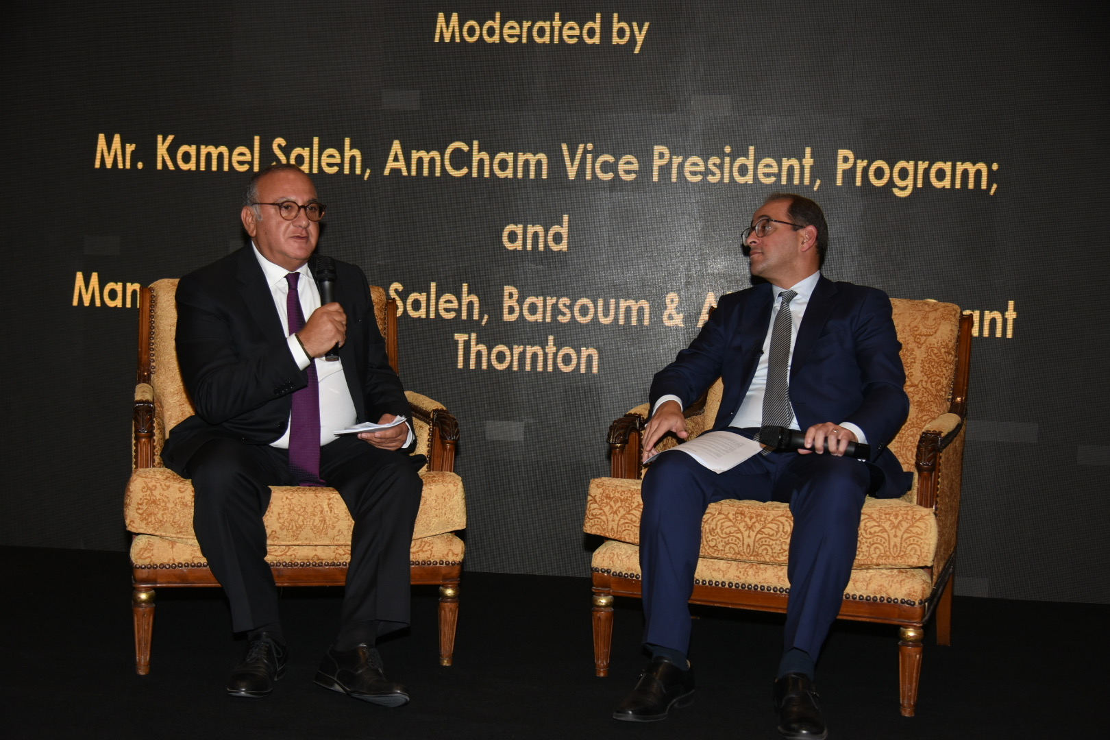 Kamel Saleh moderates discussion with Minister of Finance at AmCham ...